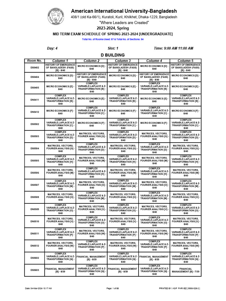 Spring 2024 Midterm Exam Schedule | PDF | Laplace Transform | Mathematical Analysis