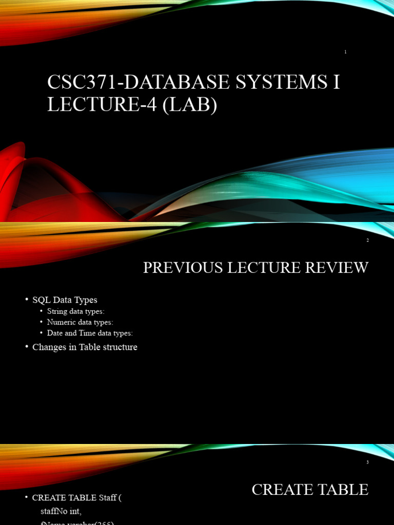 Lec4 Lab CSC371 Database Systems | PDF | Relational Database | Table ... Lec4 Lab CSC371 Database Systems | PDF | Relational Database | Table ...