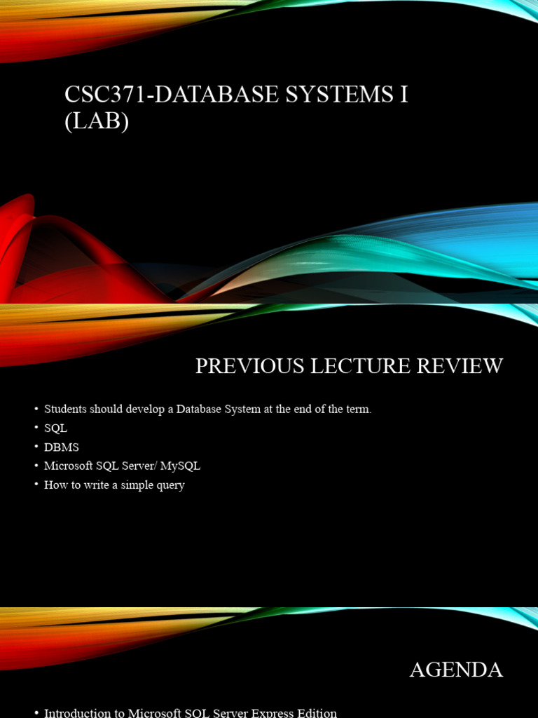 Lec2 Lab CSC371 Database Systems | PDF