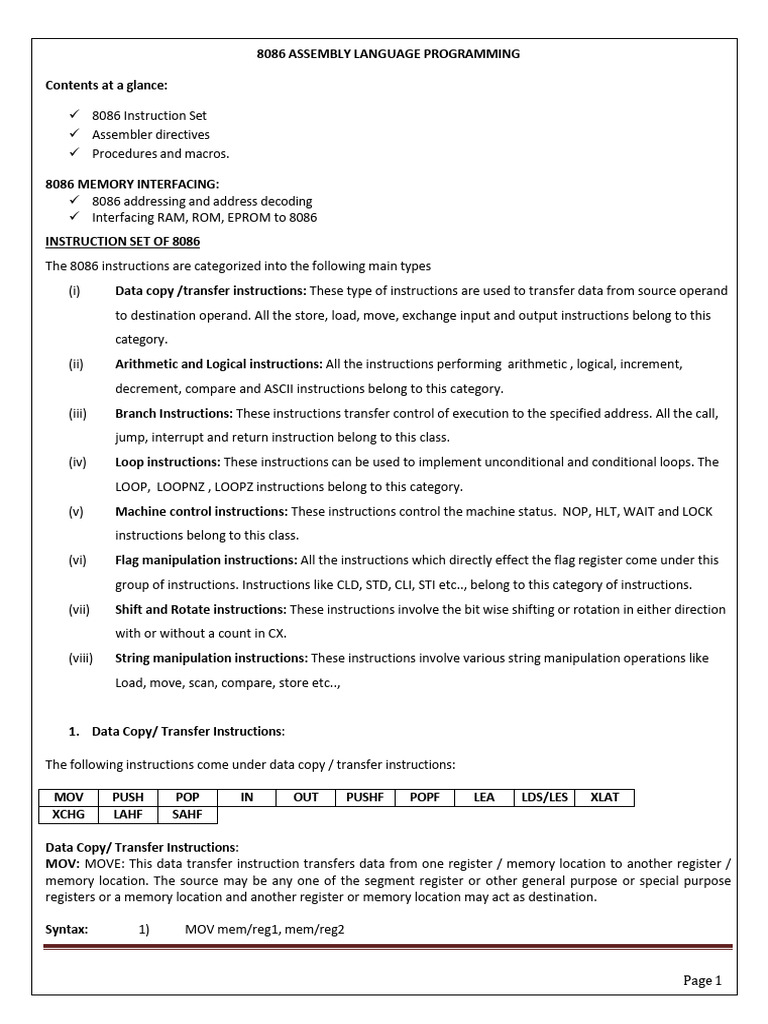 8086 Alp Pdf Binary Coded Decimal Computer Engineering 