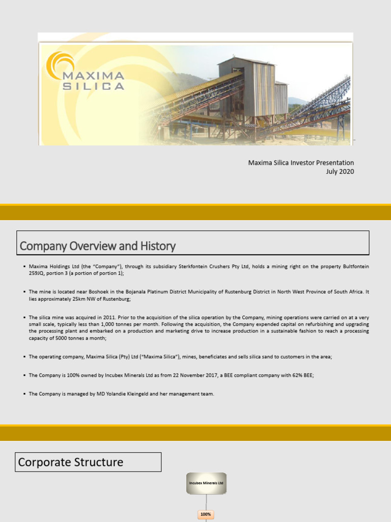 Maxima Presentation 2020 | PDF | Mining | Sand