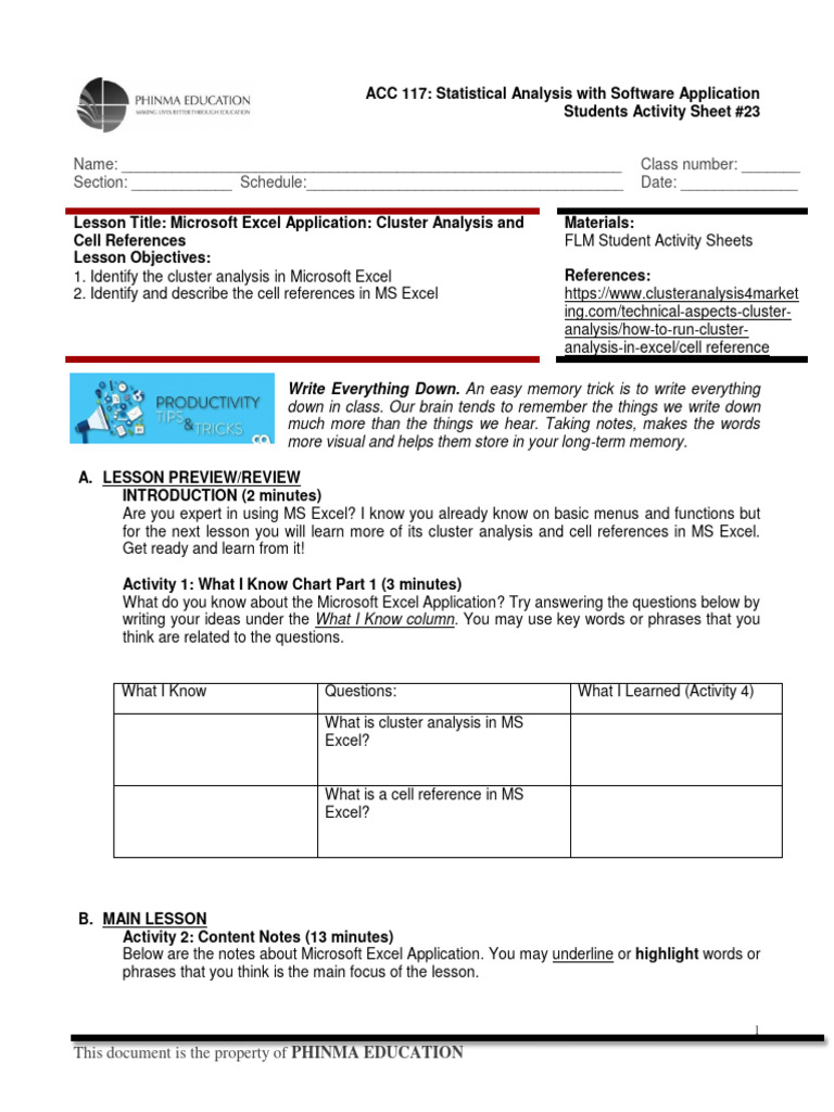 Sas#23-Acc 117 | PDF | Cluster Analysis | Microsoft Excel