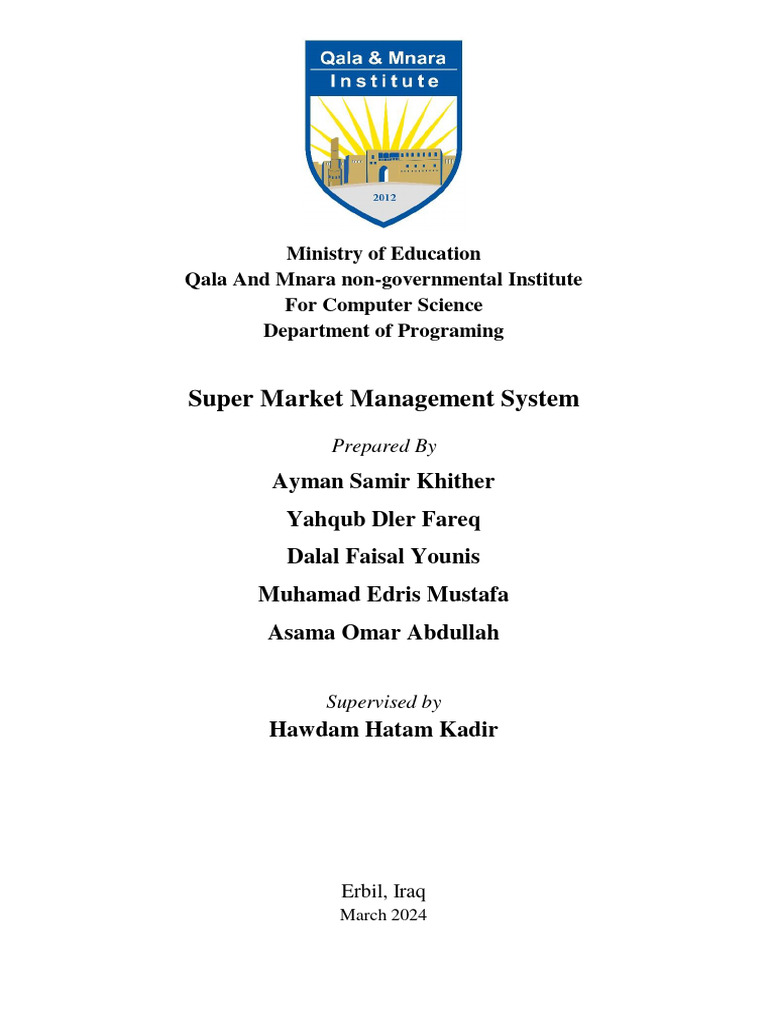 Supermarket Management System Project | PDF | Microsoft Access | Databases