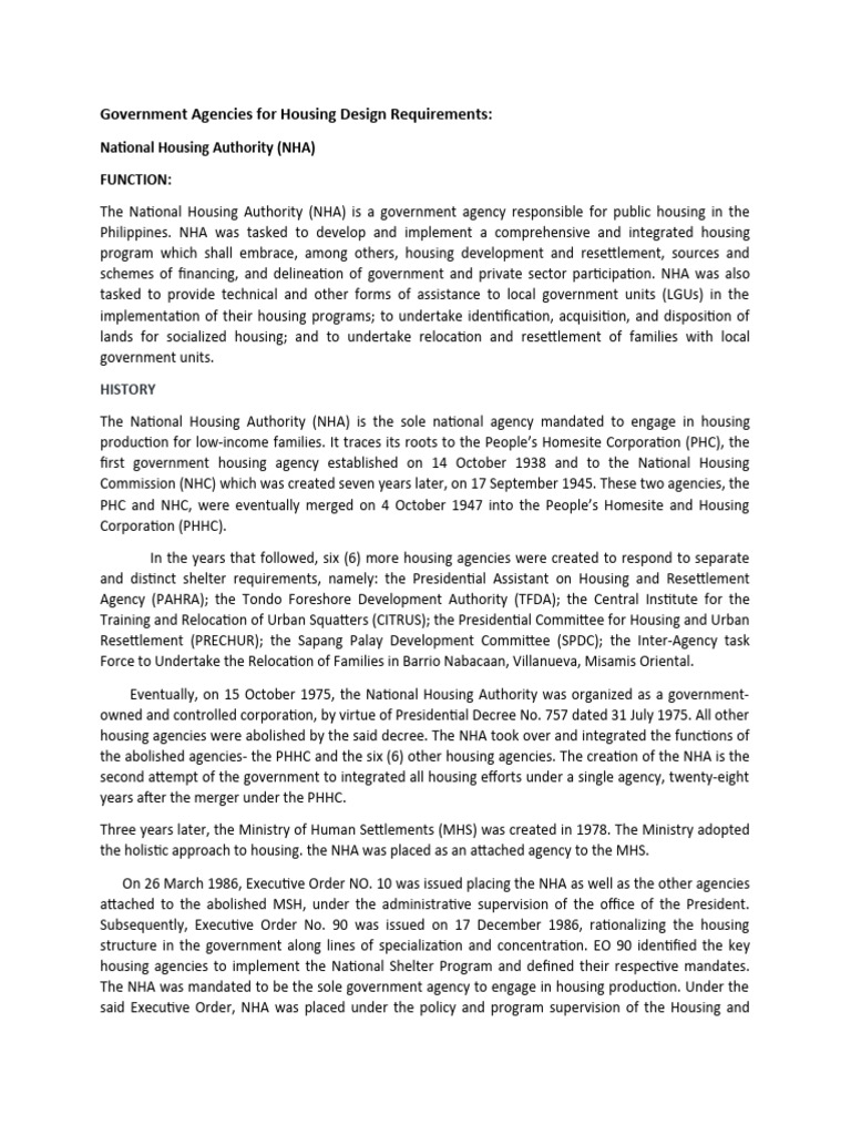 Government Agencies For Housing Design Requirements | PDF | Affordable ...