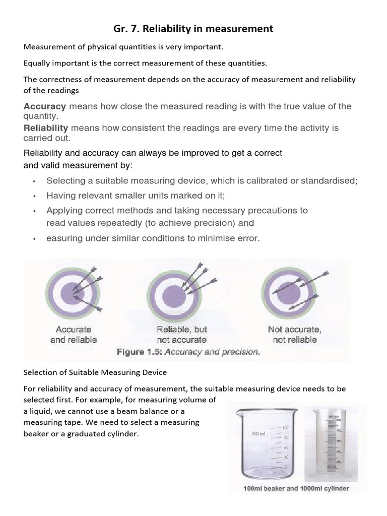 Science - Reliability in Measurement | PDF | Accuracy And Precision ...