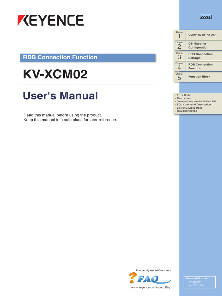 As 127459 KV-8000 KV-XCM02 Um D09GB WW GB 2052 1 | PDF | Sql | Databases