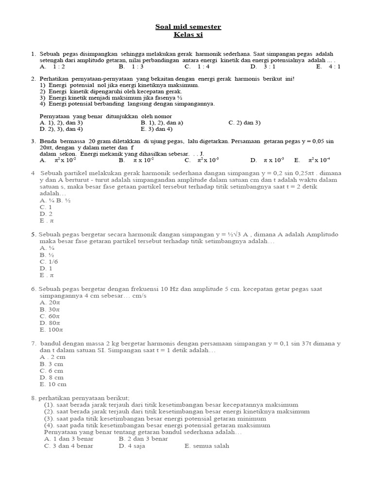 Soal Materi Getaran Harmonic | PDF