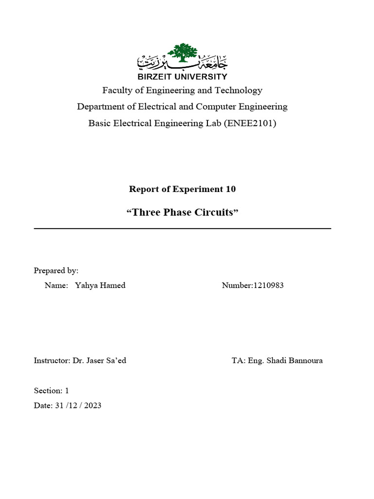 Faculty of Engineering and Technology Department of Electrical and ...