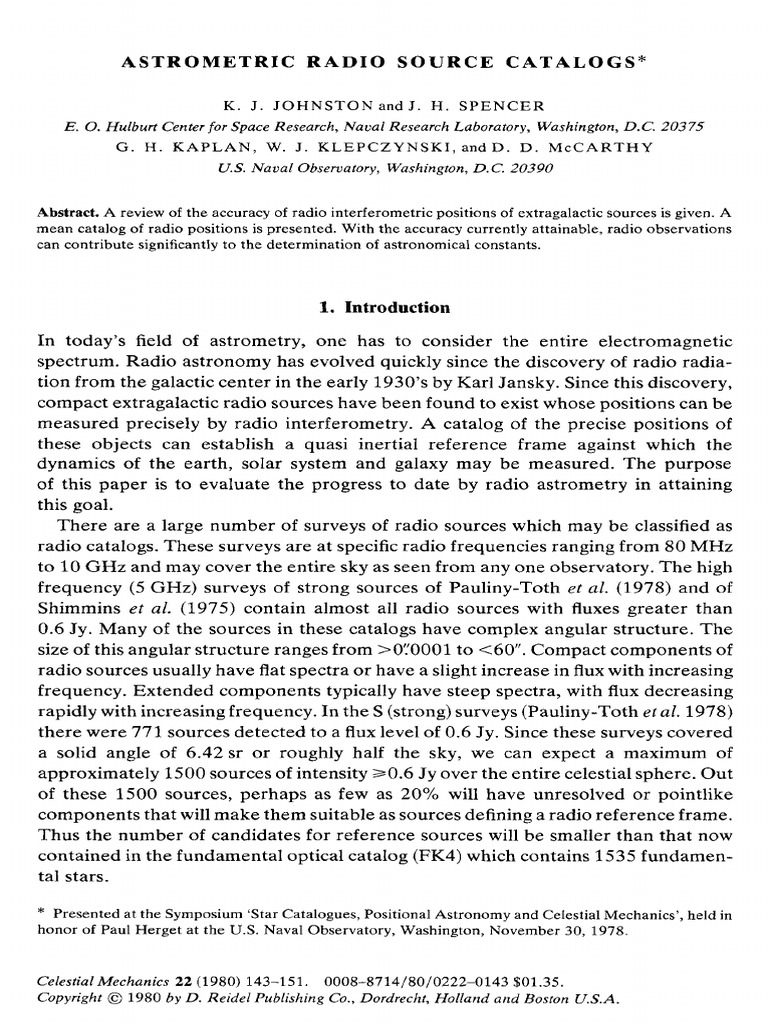Astrometric Radio Source Catalogs by Unknown | PDF | Astrometry | Astronomy