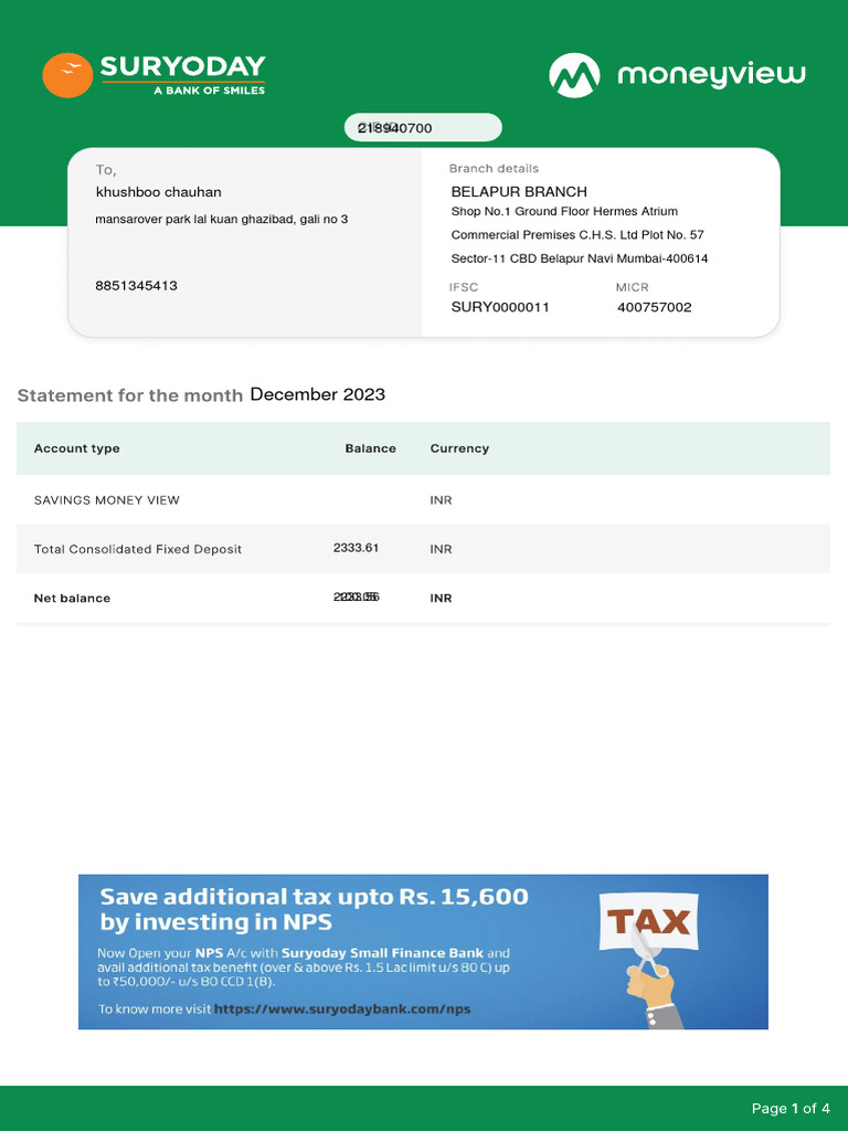 Account Statement | PDF | Banks | Overdraft