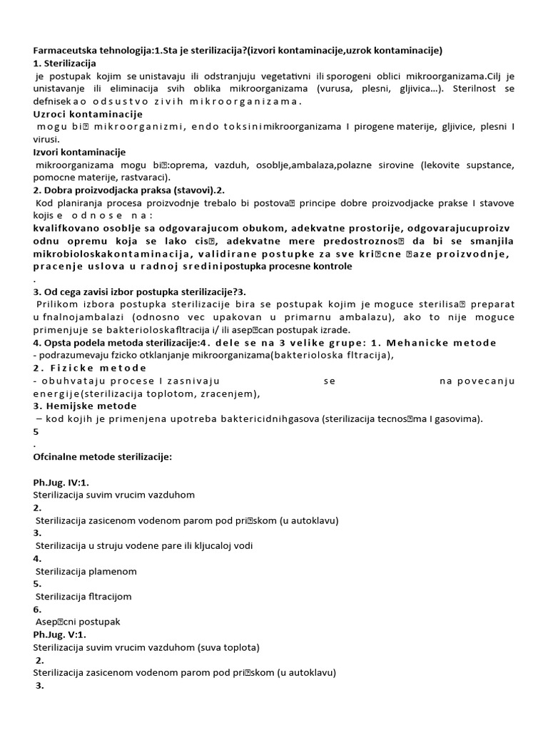 PH IV I V Oficinalne Metode Sterilizacije | PDF