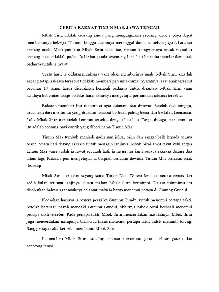 Cerita Rakyat Timun Mas by Jaskipi Ind | PDF