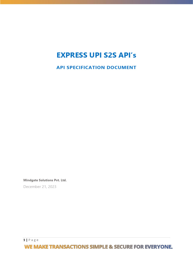 Express UPI StoS API Specification Document V1.0 | Download Free PDF | Payments | Computing