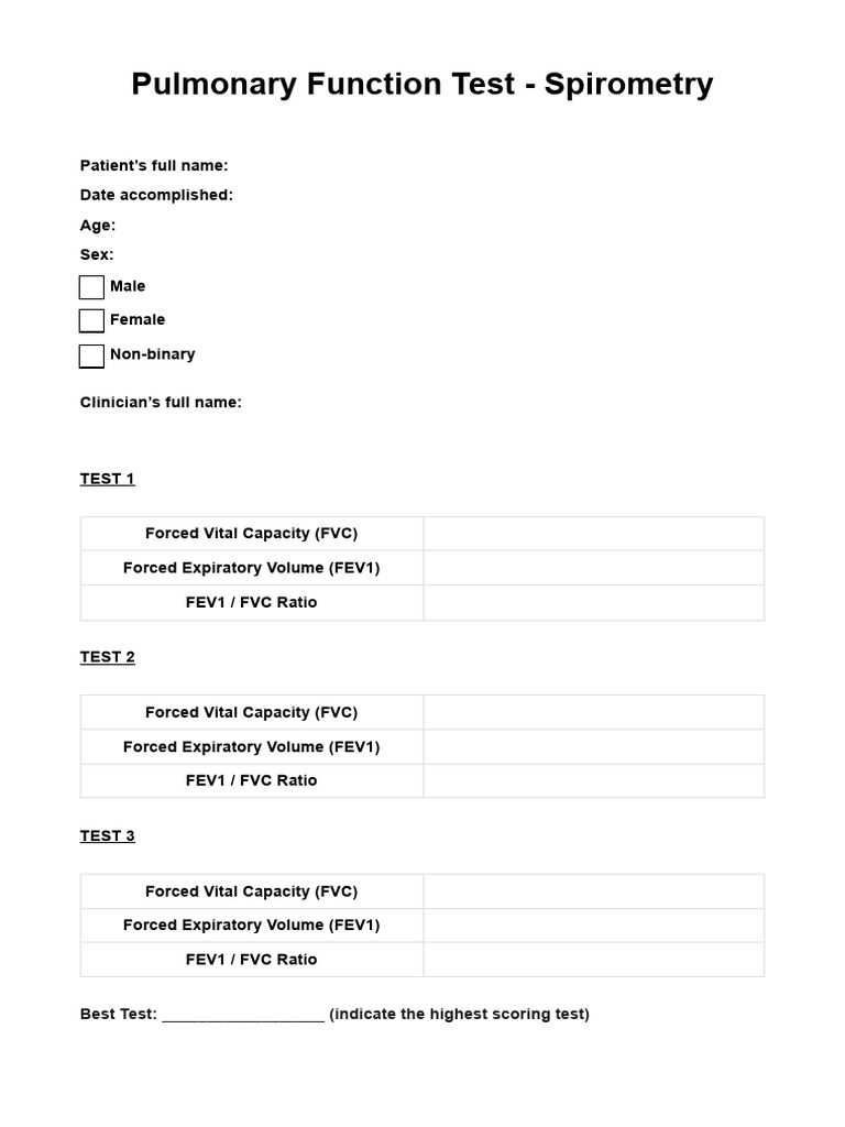 Pulmonary Function Test - Spirometry PDF | PDF