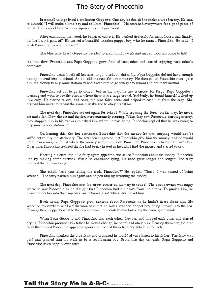 The Story of Pinocchio | PDF | Pinocchio