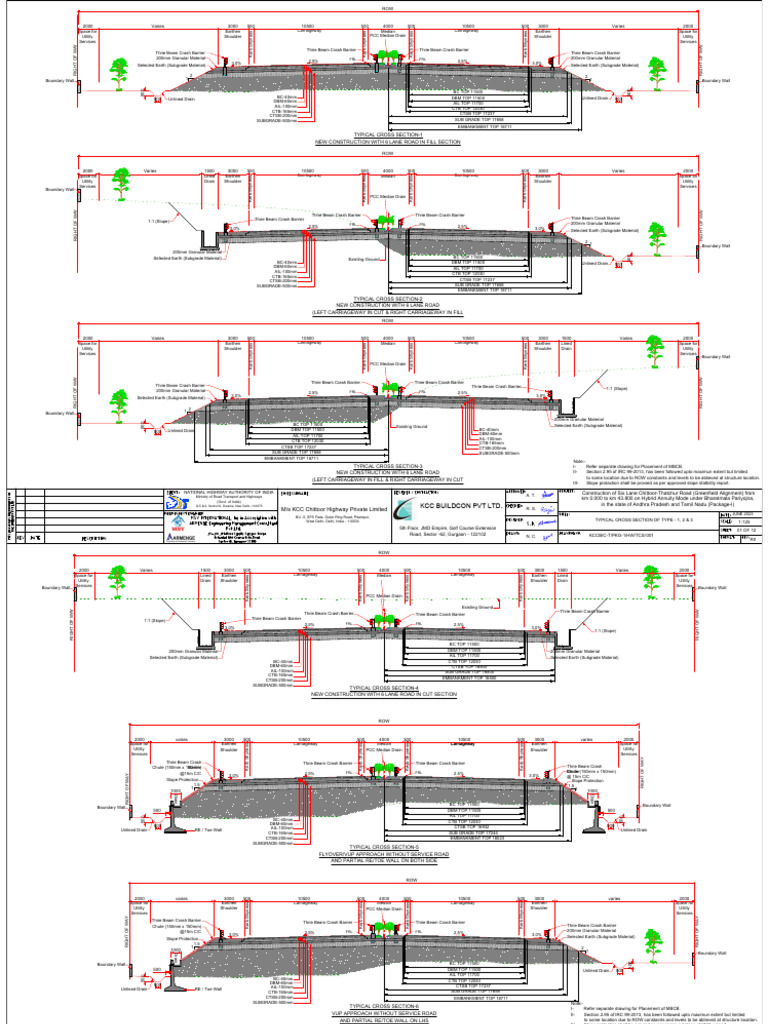 Typical Cross Section Showing Pavement Layer Details | PDF | Road | Wall