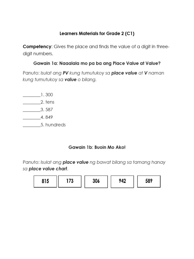 1.-Tagalog Grade-2 C1 Melanie-Edquilang Learners | PDF