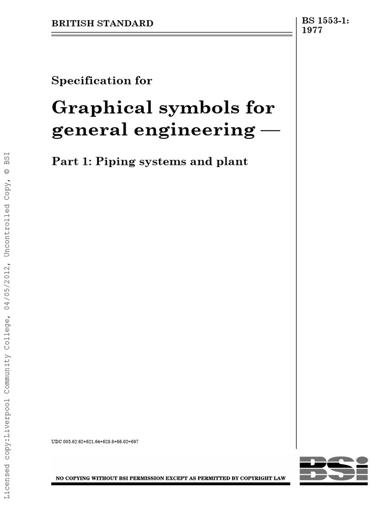 BS 1553 Pipeline Symbols | PDF | Engineering | Duct (Flow)