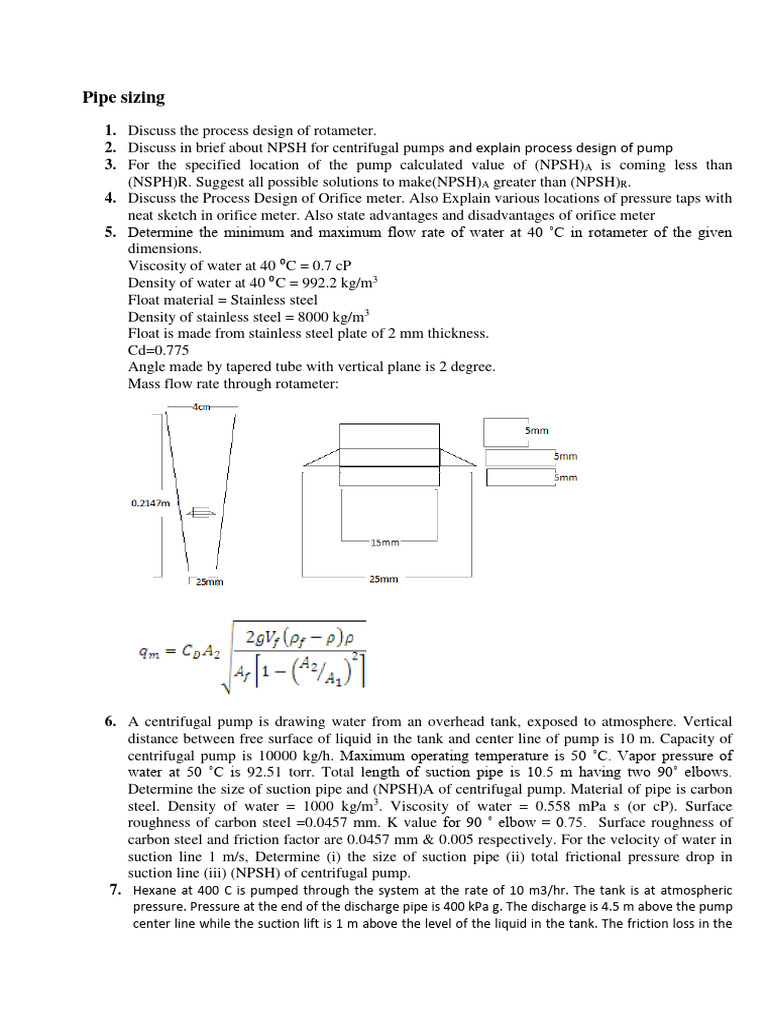 A Centrifugal Pump Is Drawing Water From An Overhead Tank - Autosaved ...