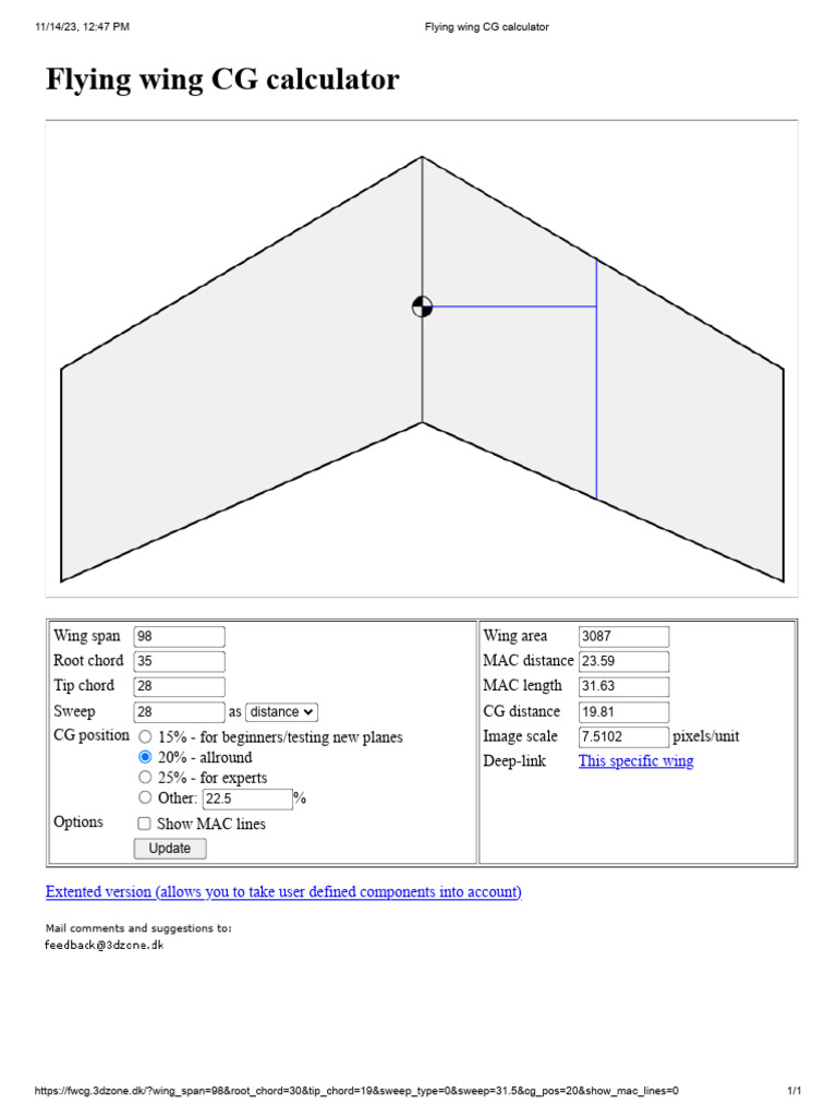 Flying Wing CG Calculator Tip 3 | PDF