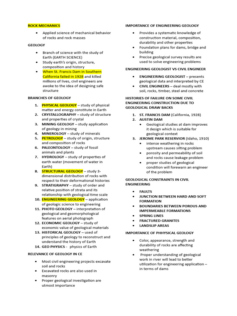 Rock Mech - Reviewer | PDF | Sedimentary Rock | Rock (Geology)