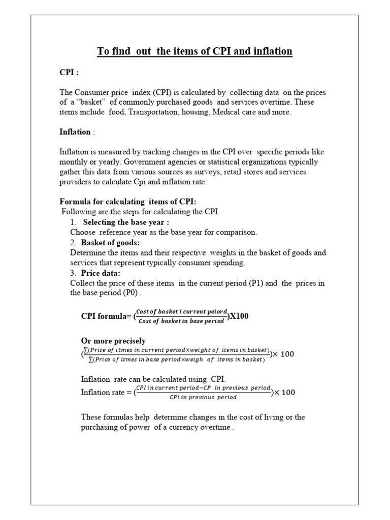 Cpi and Inflation | PDF | Cost Of Living | Consumer Price Index