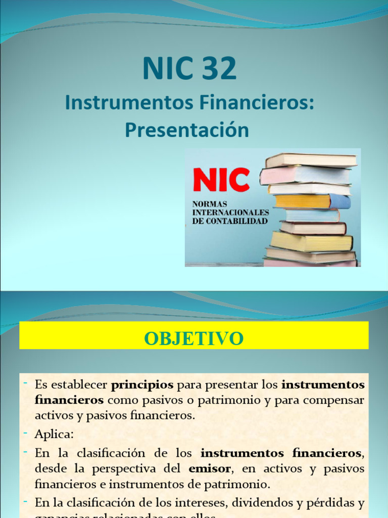 Nic 32 Instrumentos Financieros Presentación | PDF | Compartir ...