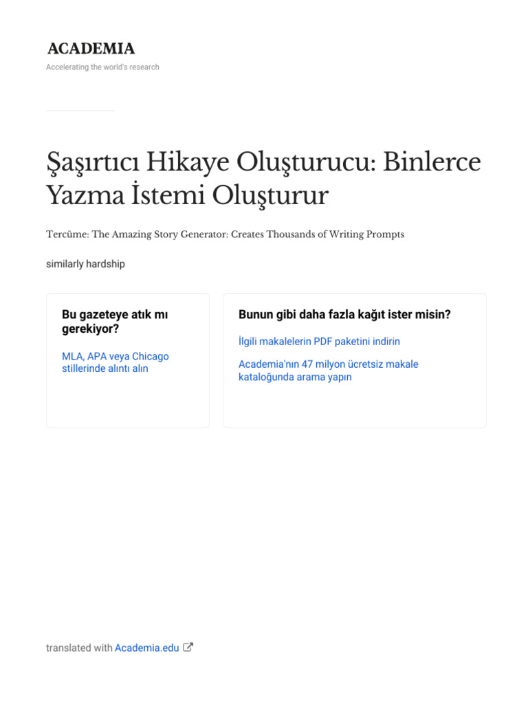 The Amazing Story Generator Creates Thousands of Writing Prompts - tr | PDF
