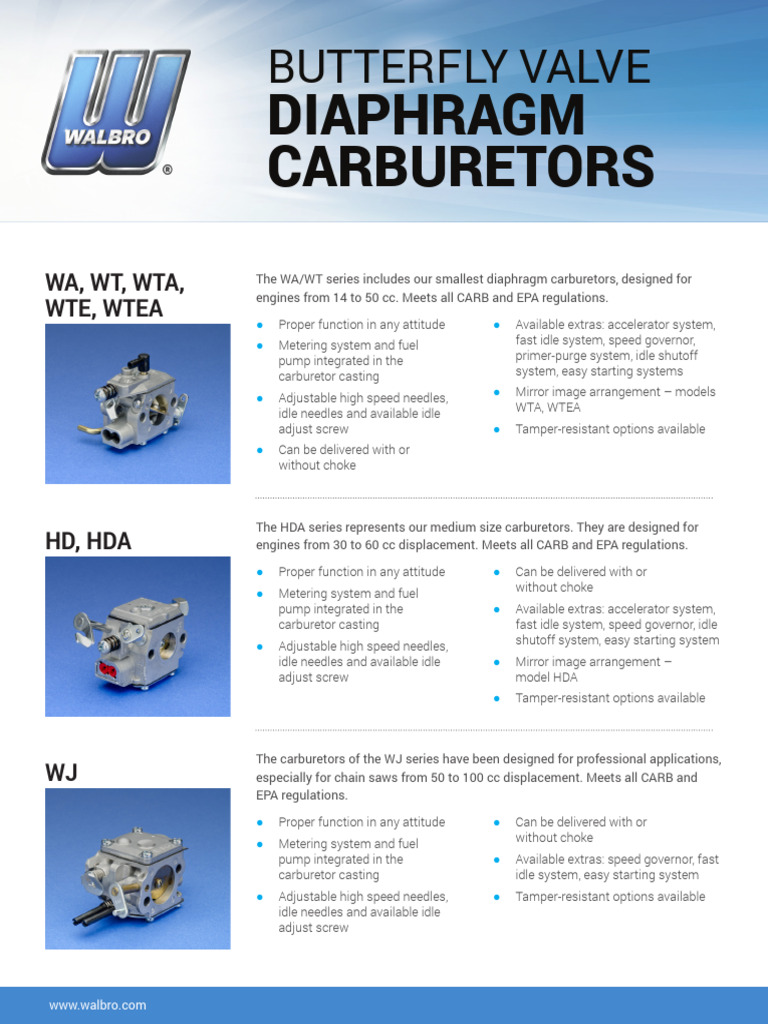 Walbro_Butterfly_Valve_Diaphragmcarbs_PS_EN | PDF | Carburetor ...