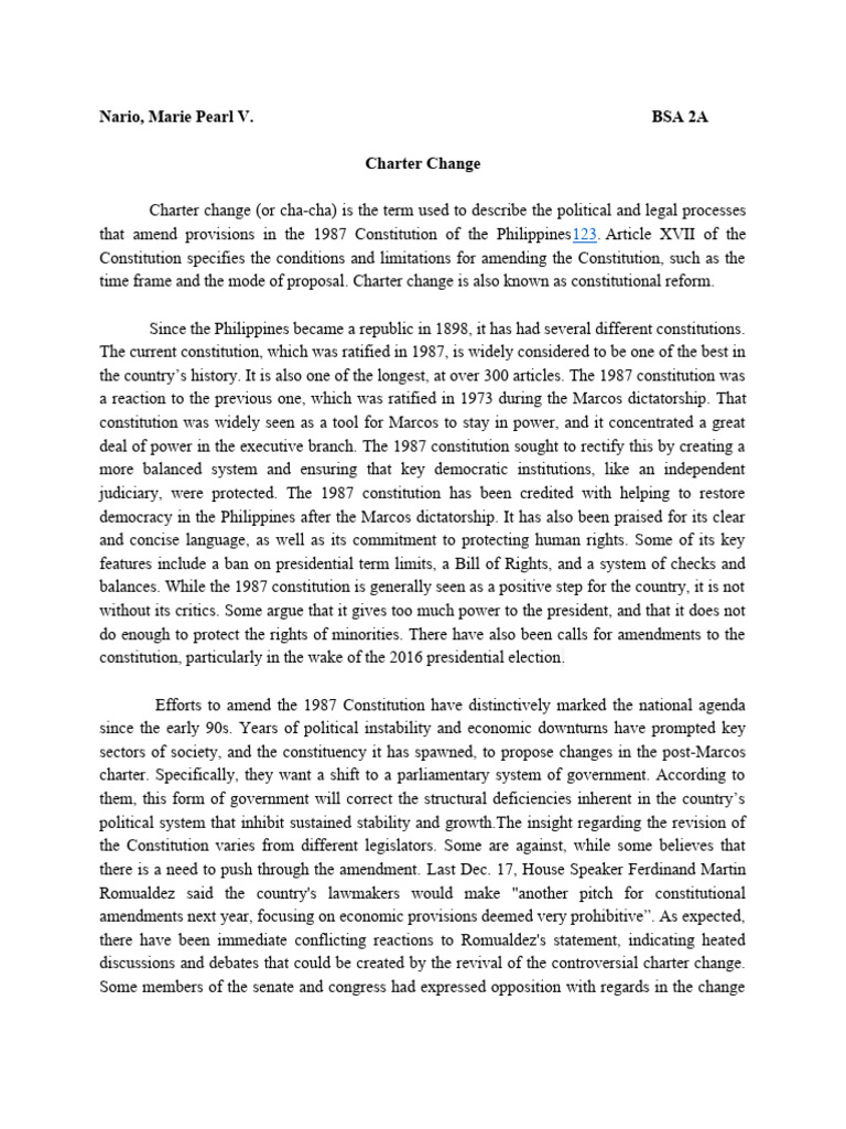 Charter Change | PDF | Constitutional Amendment | Constitution
