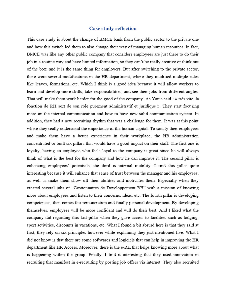Case study reflection (3) | PDF | Employment | Human Resources
