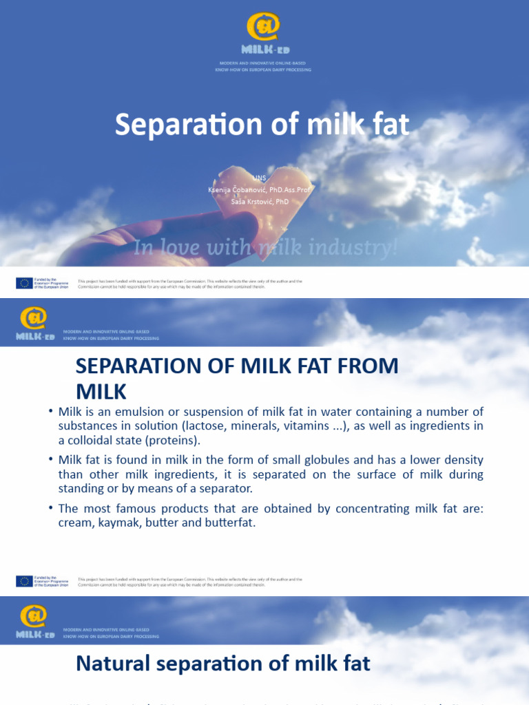 Separation of Milk Fat - EN | PDF | Milk | Cream
