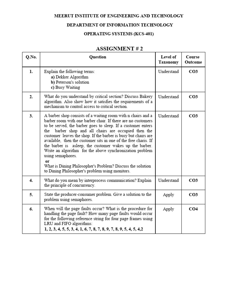 OPERATING SYSTEMS Assignment | PDF | Algorithms And Data Structures | Data Management