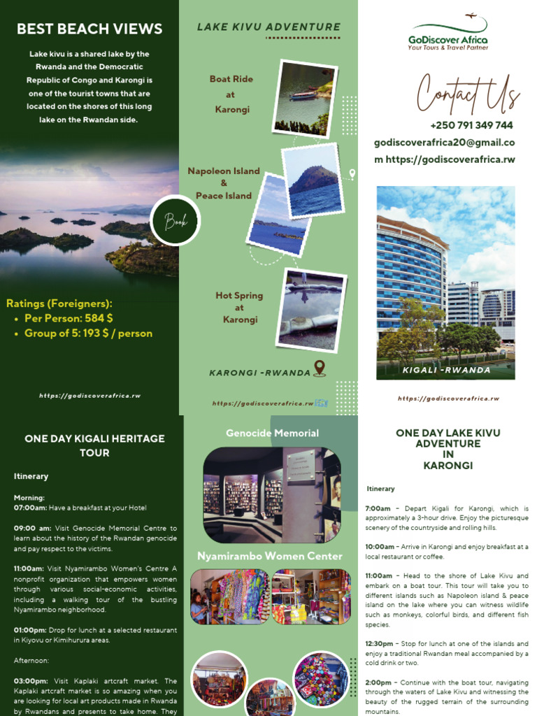 One Day Kigali Heritage Tour and 1 Day Kivu Karongi Adventure | PDF | Rwanda | Rwandan Genocide