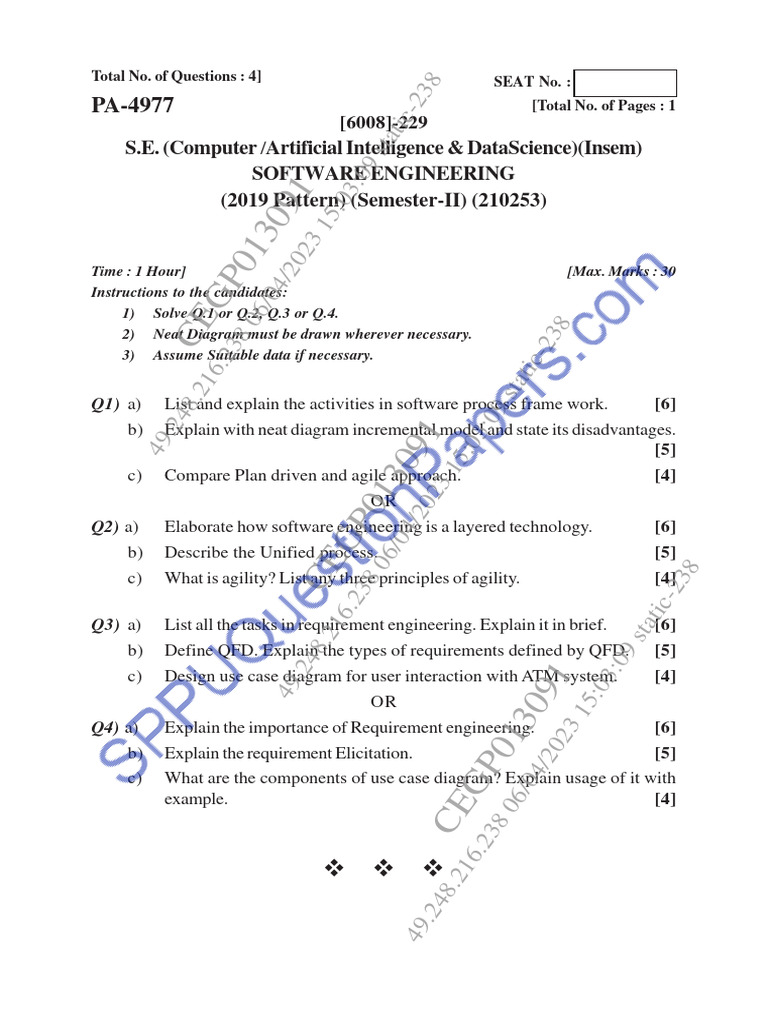 Be - Computer Engineering - Semester 4 - 2023 - February - Software Engineering Se Pattern 2019 ...