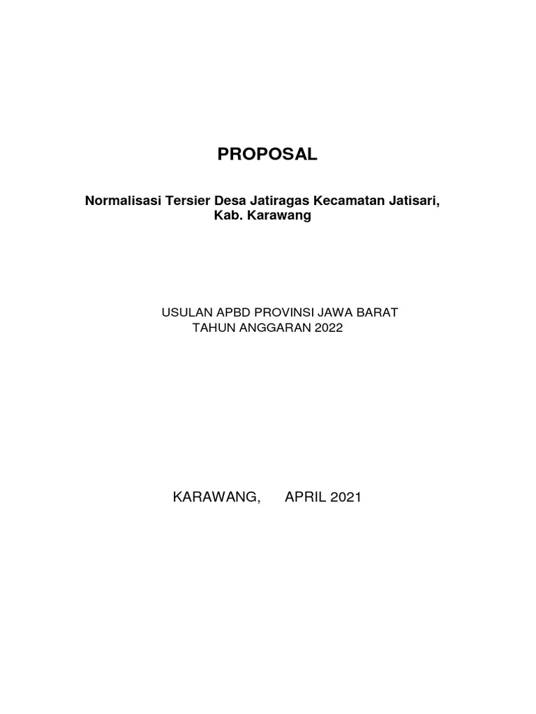 Proposal Normalisasi Tersier Desa Jatiragas Kecamatan Jatisari, Kab. Karawang | PDF