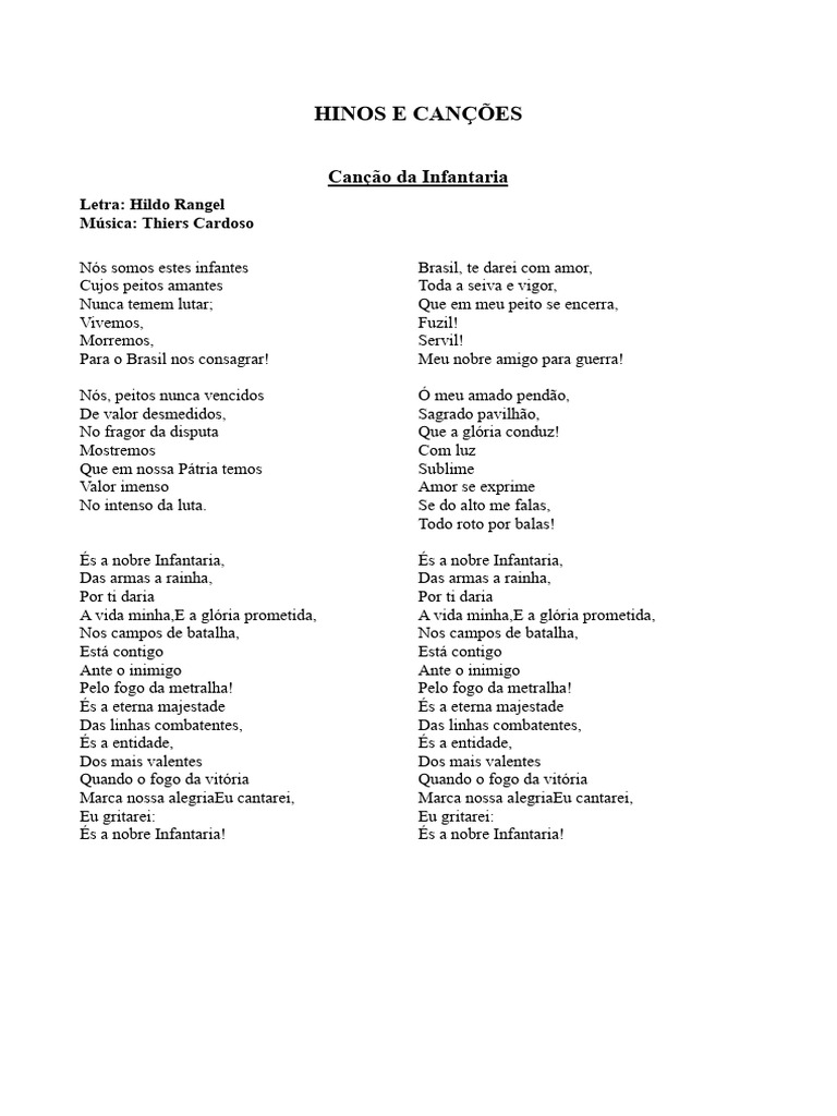 Canção da Infantaria Brasileira | PDF