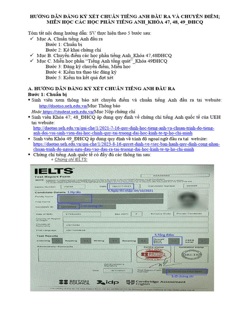 HD DangKyChuanDauRa TA ChuyenDiem MienDiem K47 K48 K49 T3 2024 | PDF