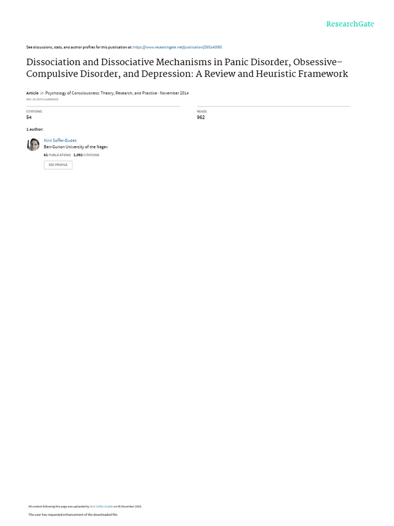 Dissociation and Dissociative Mechanisms Link To Full Text | PDF ...