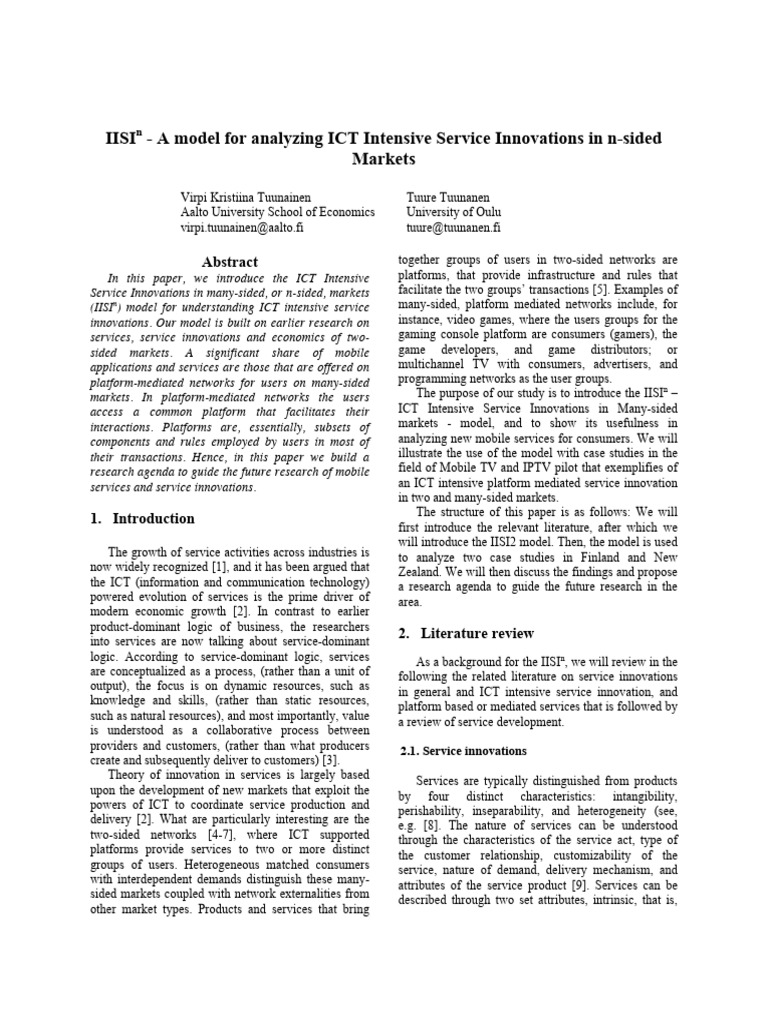 Tuunainen and Tuunanen 2011 | PDF | Innovation | Television