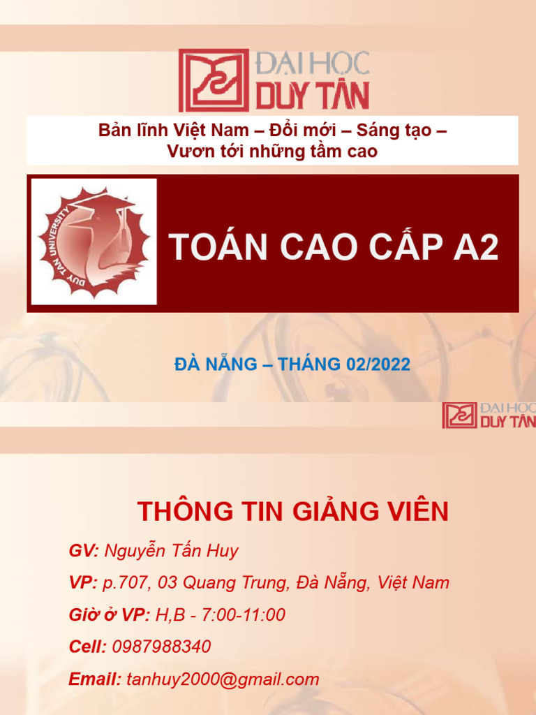 MTH 104 - Toan Cao Cap A2 - 2022F - Lecture Slides - 5 | PDF