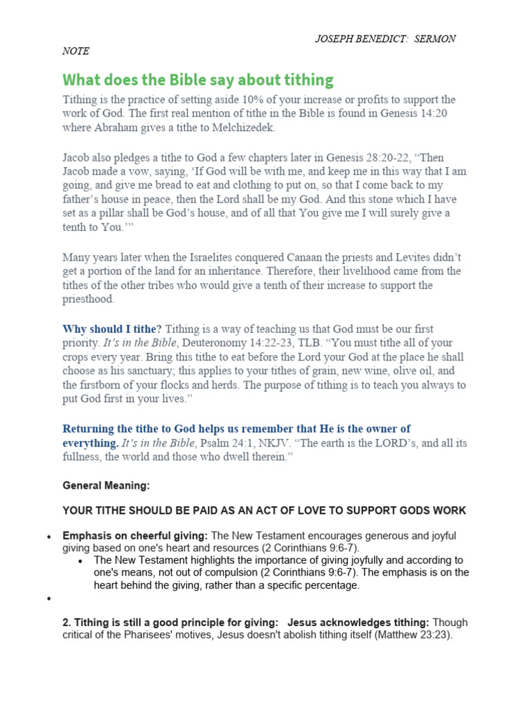 What Does The Bible Say About Tithing | PDF | Tithe | Bible Content