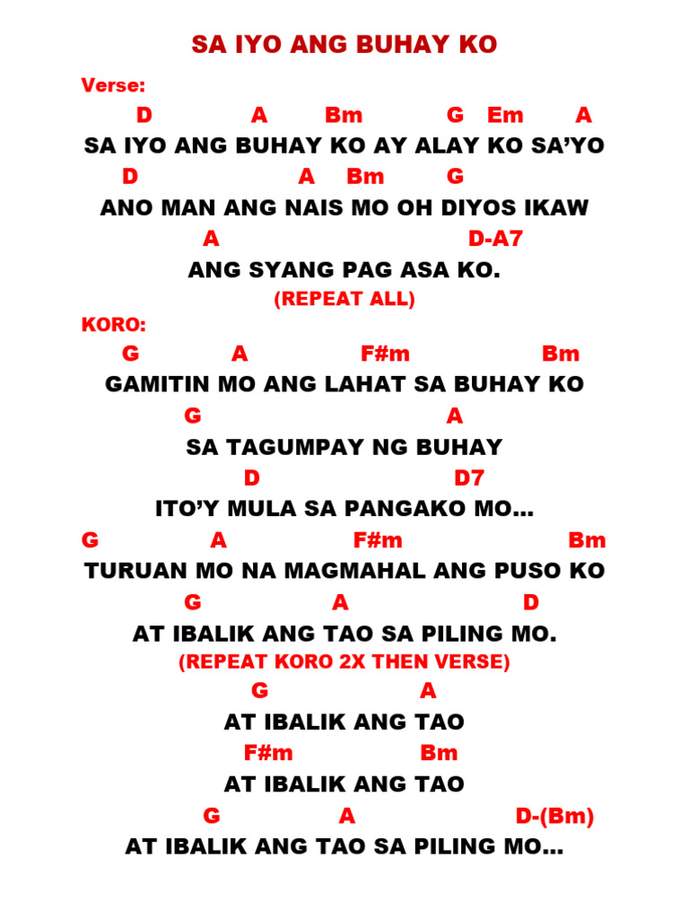 Sa Iyo Ang Buhay Ko Chords | PDF