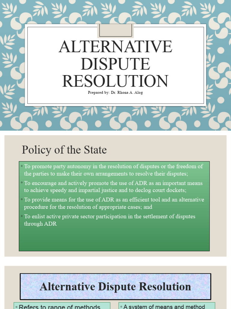 Alternative Dispute Resolution Guide | PDF | Alternative Dispute Resolution | Mediation