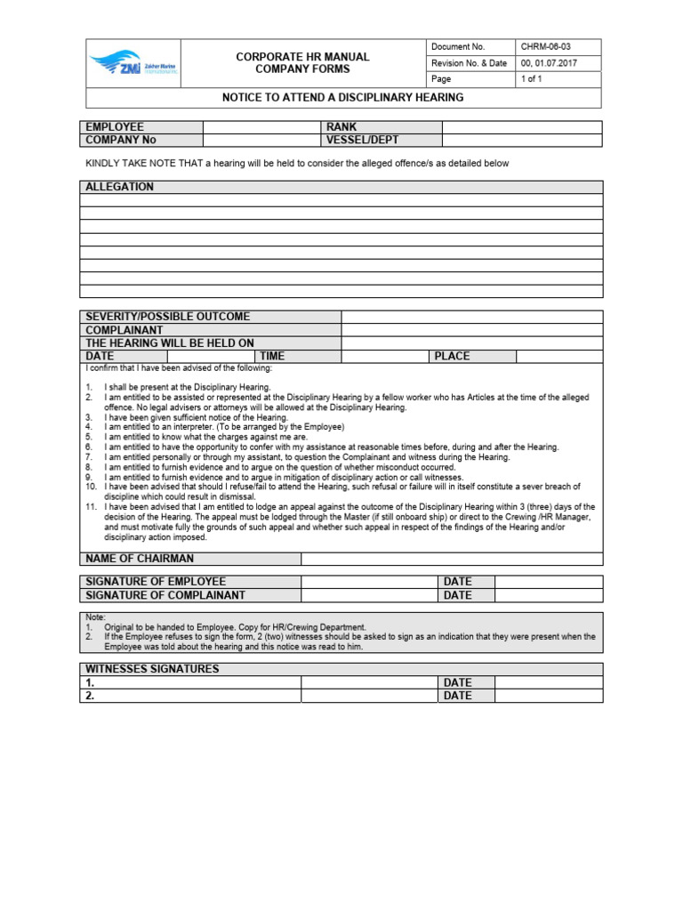 Disciplinary Hearing Attendance Notice | PDF | Common Law | Public Law