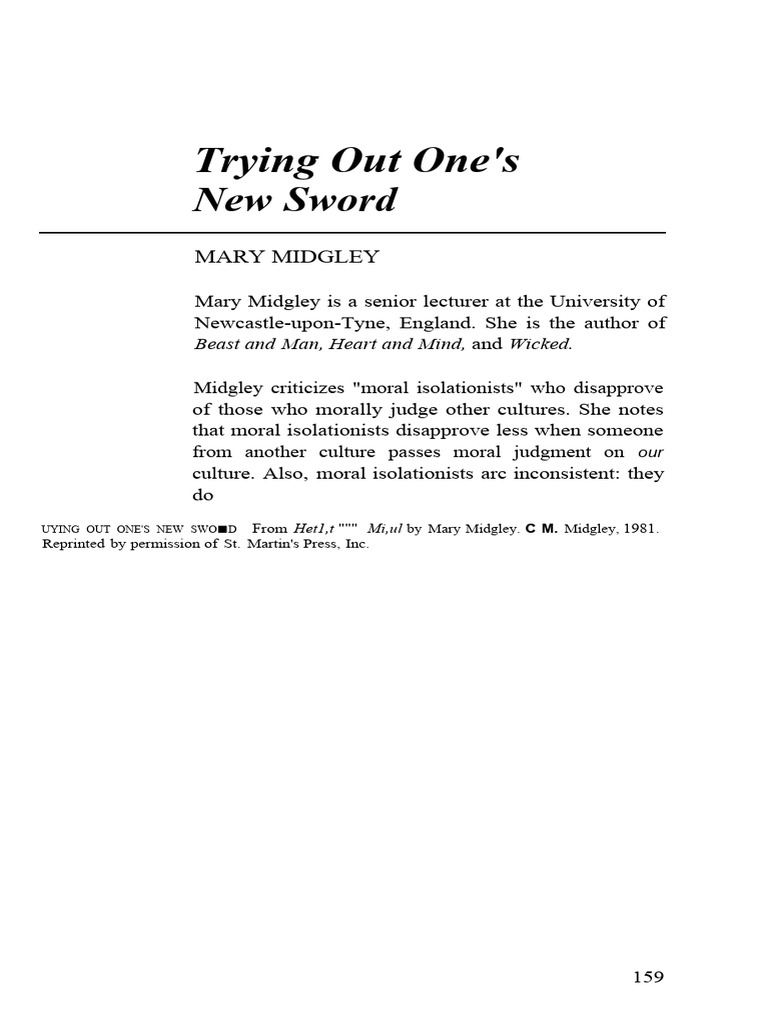 ADA - Midgley Trying Out One's New Sword | PDF | Relativism
