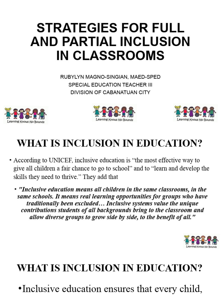 Strategies For Full and Partial Inclusion in Classrooms | PDF ...
