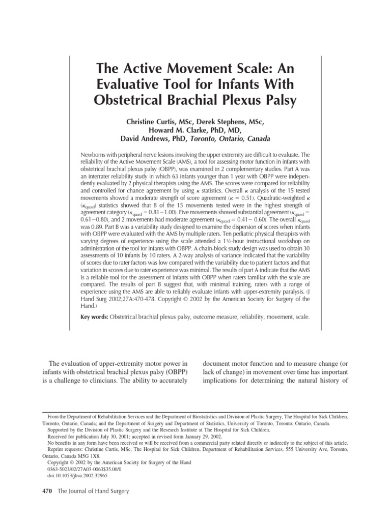 The Active Movement Scale: An Evaluative Tool For Infants With ...