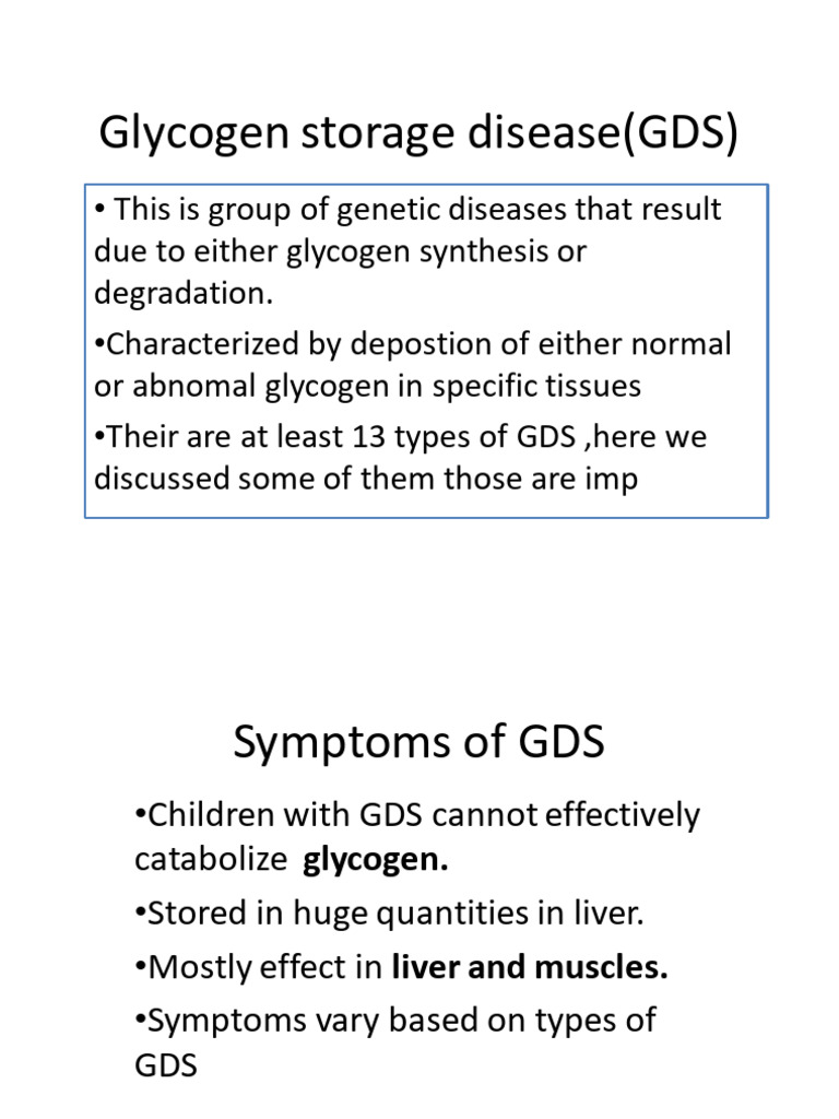 Glycogen storage disease(GDS) | PDF | Diabetes | Glycogen