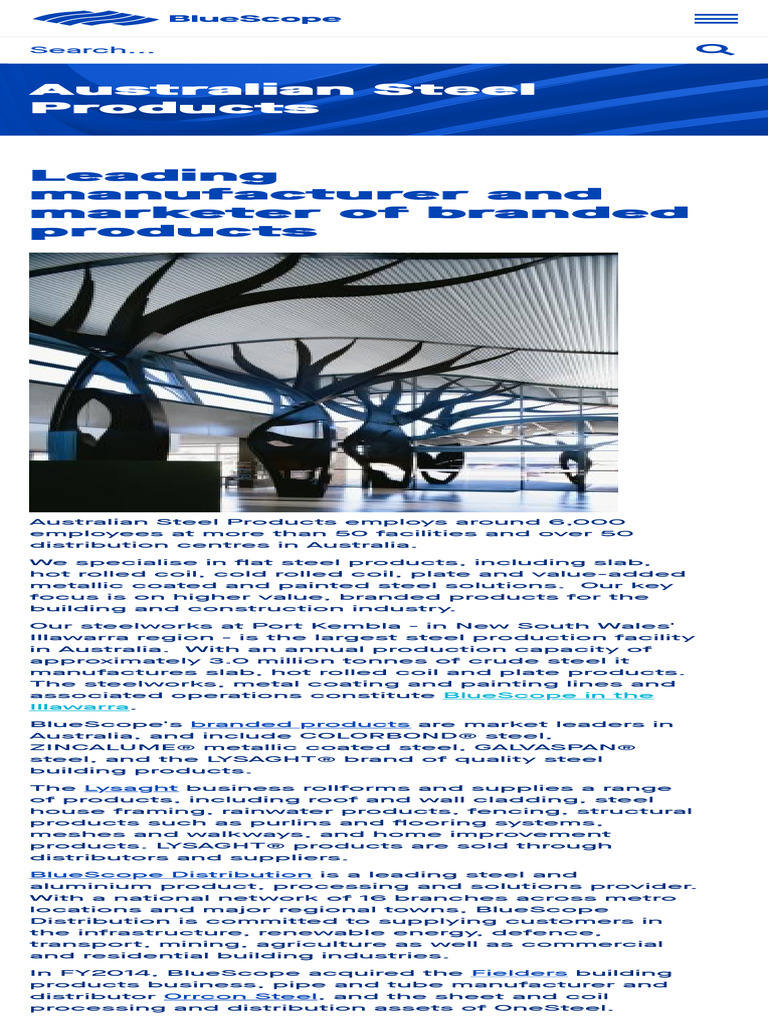 Australian Steel Products - BlueScope Corporate | PDF